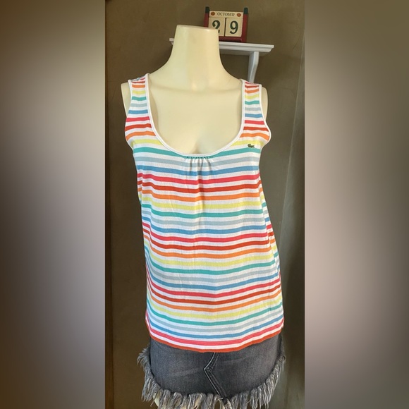 Lacoste | Tops | Vintage 0s Lacoste Devanlay Tank Top Multicolor ...